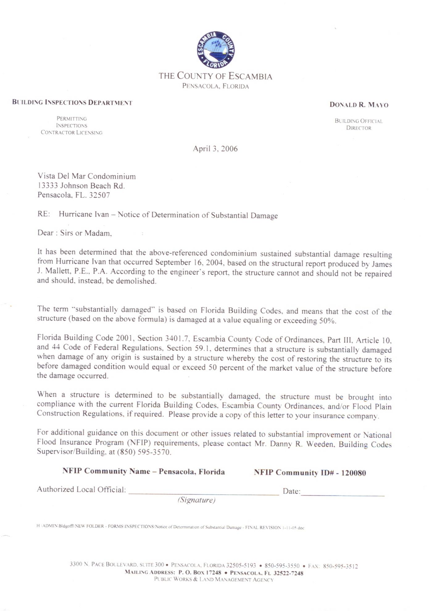 Notice of Determination of Substantial Damage.pdf (1) | Team Complete